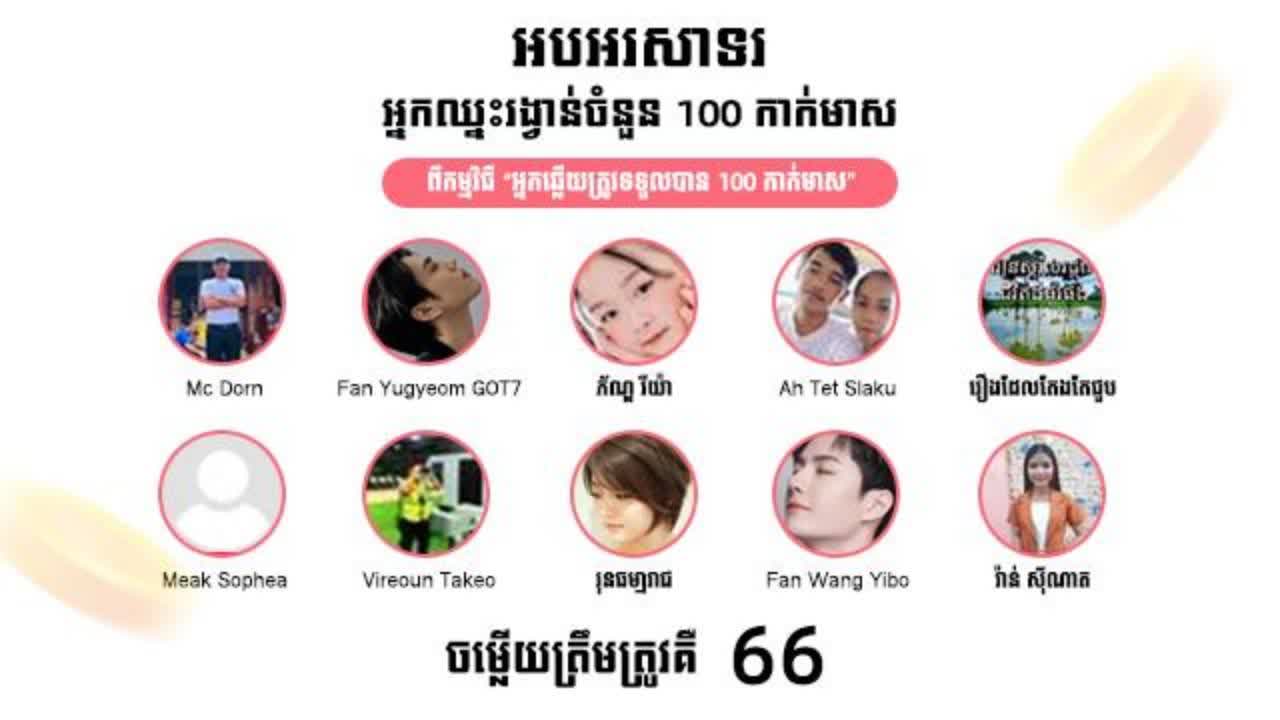 អបអរសាទរដល់អ្នកឈ្នះ 10 រូបដែលបានឈ្នះកាក់មាសចំនួន 100 កាក់ - TNAOT