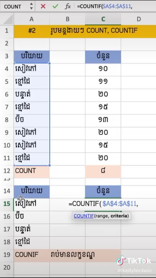 Excel COUNT COUNTIF Excel COUNT COUNTIF
