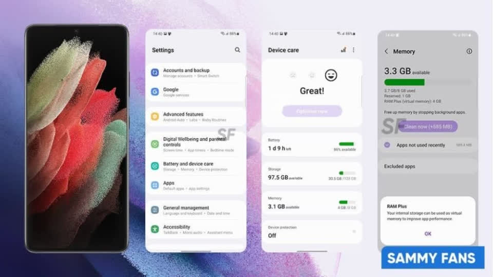One UI 4.0 beta បានបន្ថែមមុខងារថ្មីមួយទៀតគឺ Ram Plus - TNAOT